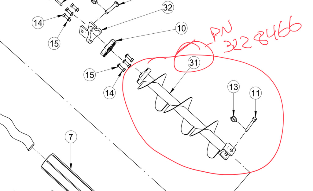 PN 3228466 - Hopper Shaft/Screw Feed - IMER Prestige – IMER USA Direct